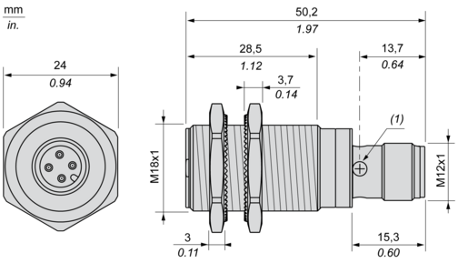 XS1N18PA349D - Inductive proximity sensors XS, inductive sensor XS1 M18, L50mm, brass, Sn10mm ...